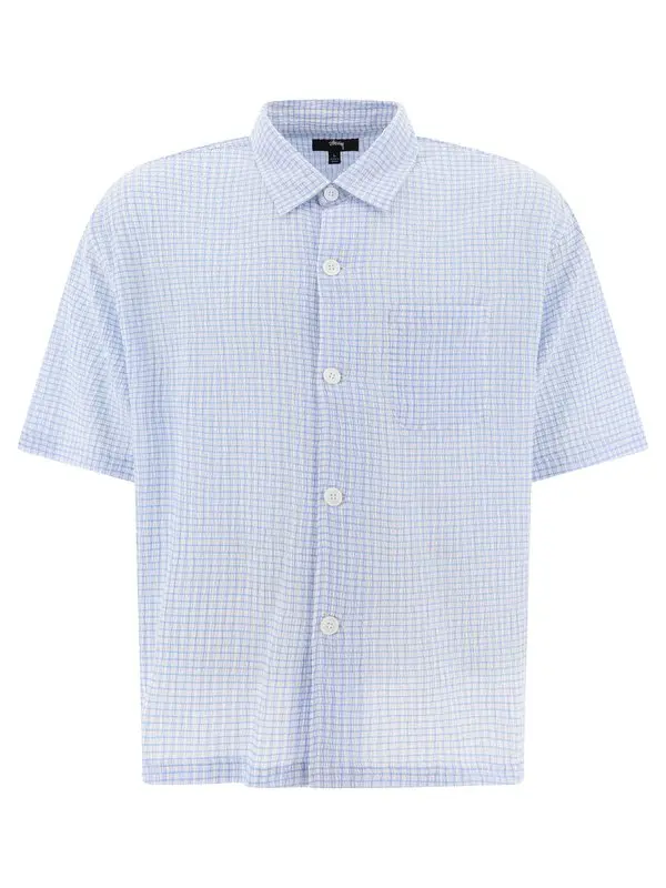 StüSsy Flat Bottom Crinkled' Shirt In Light Blue - 8% Off